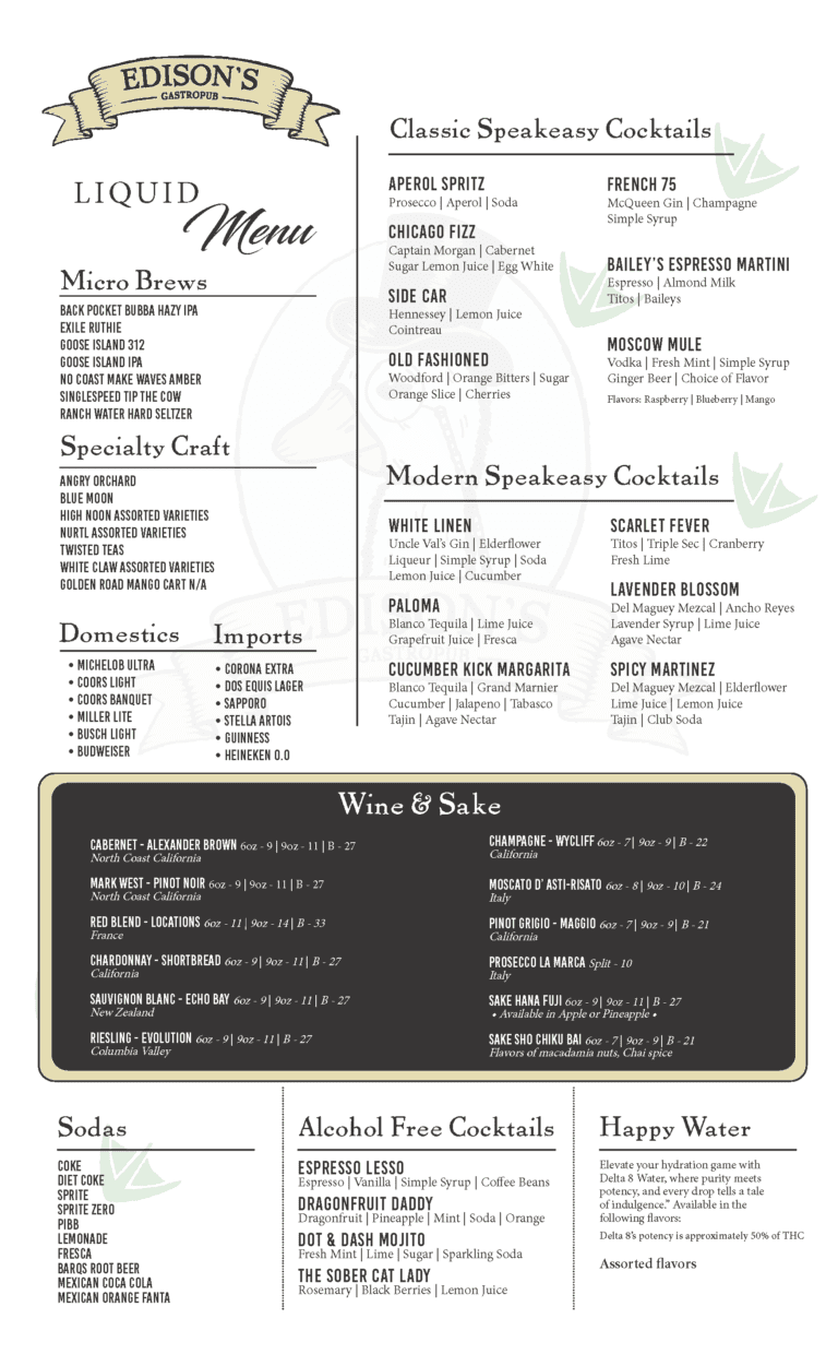 Menu – Edison Gastropub