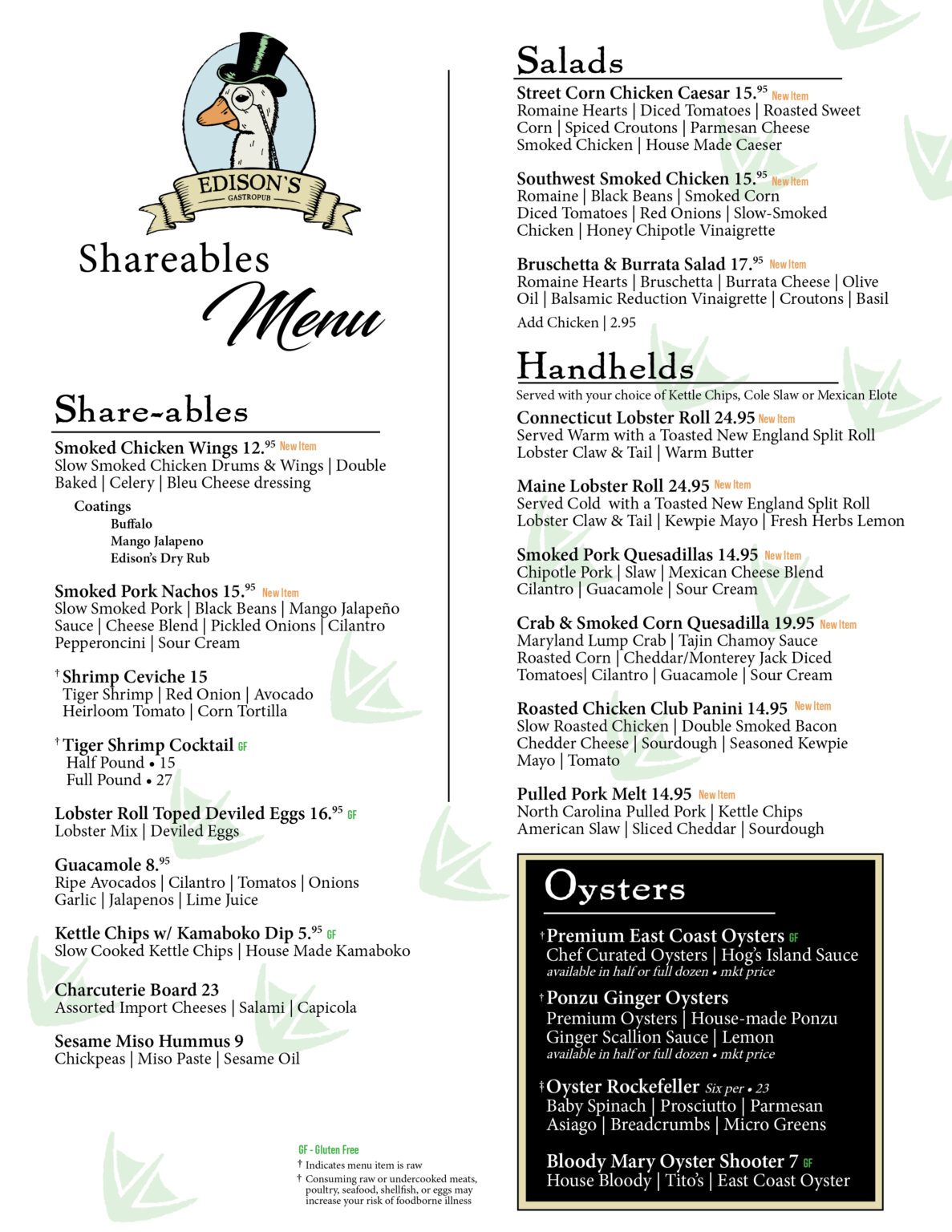 Menu – Edison Gastropub