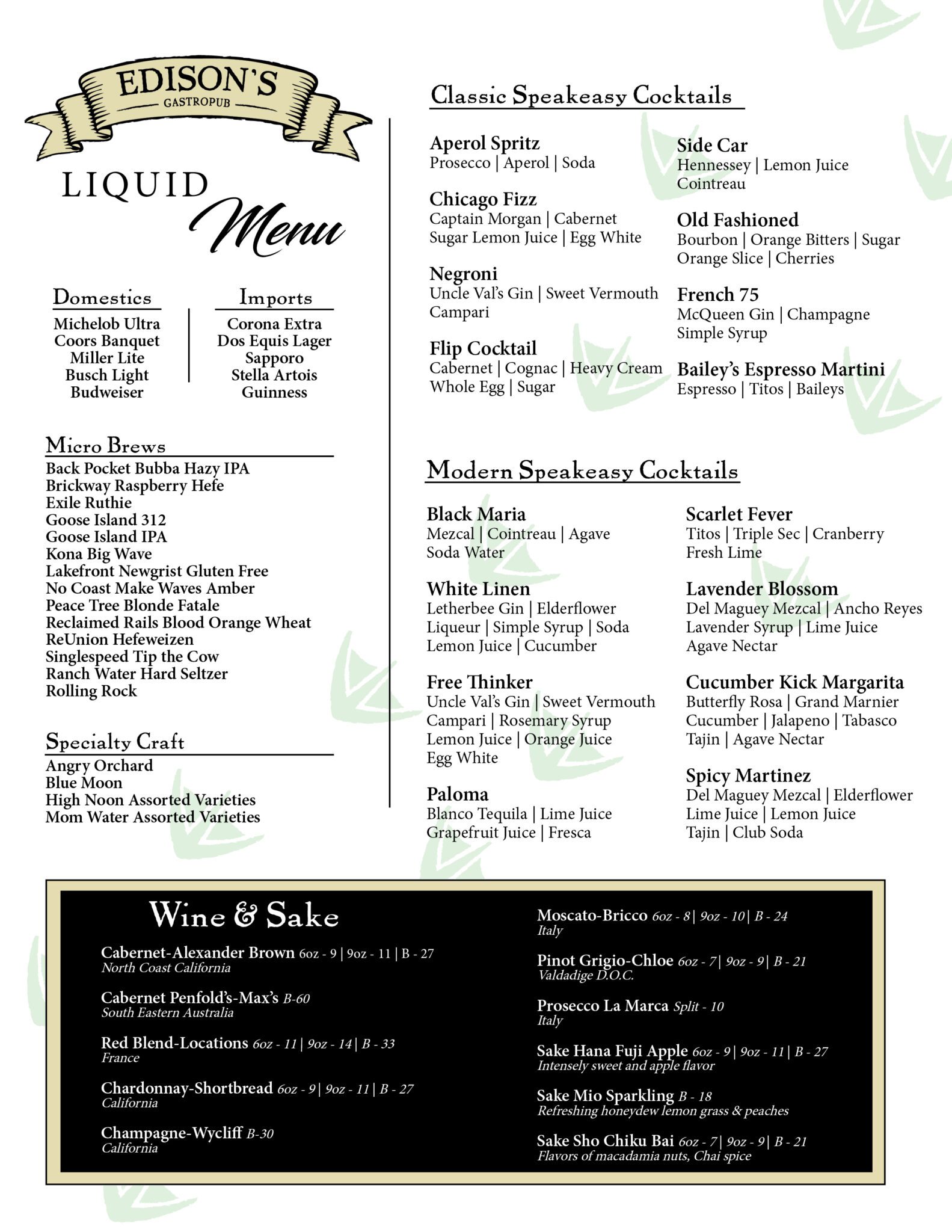 Menu – Edison Gastropub